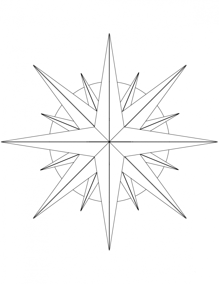 16-Point Compass Rose coloring page - ColouringPages