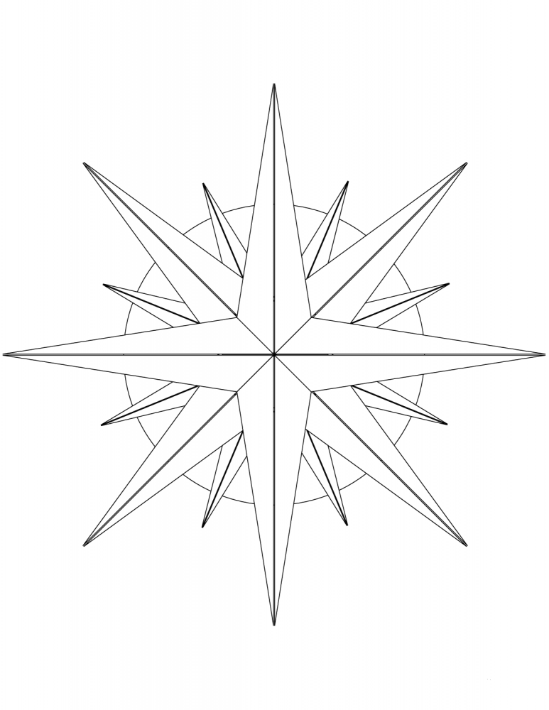16-Point Compass Rose coloring page - ColouringPages