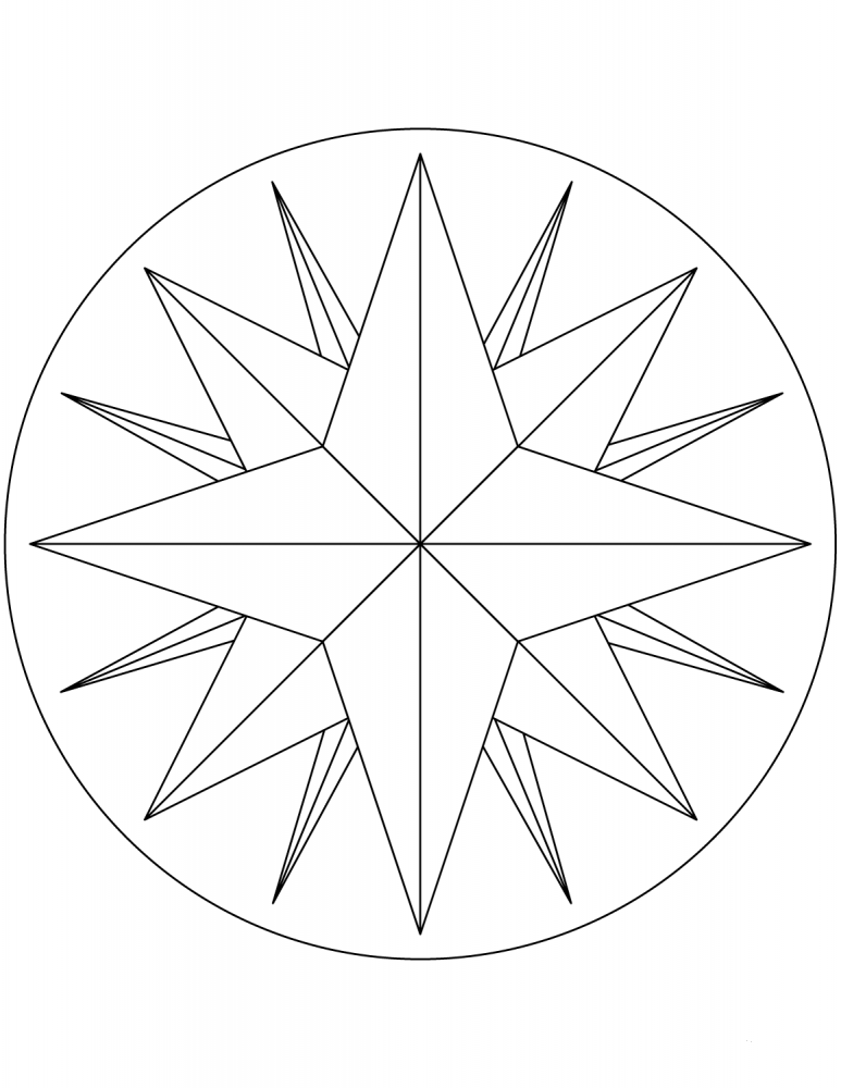 16-Point Compass Rose coloring page - ColouringPages