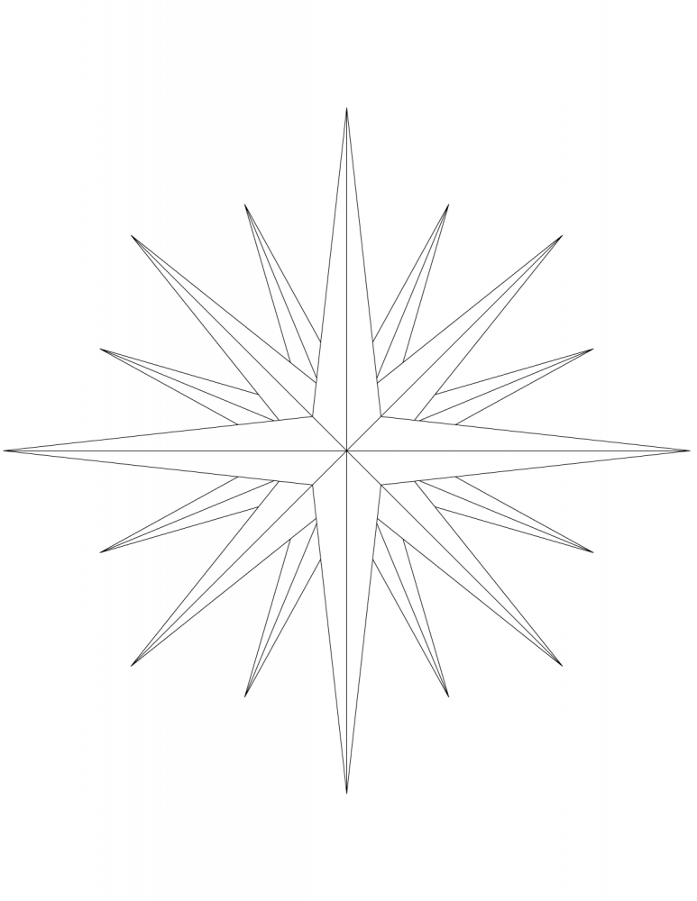 16-Point Compass Rose coloring page - ColouringPages