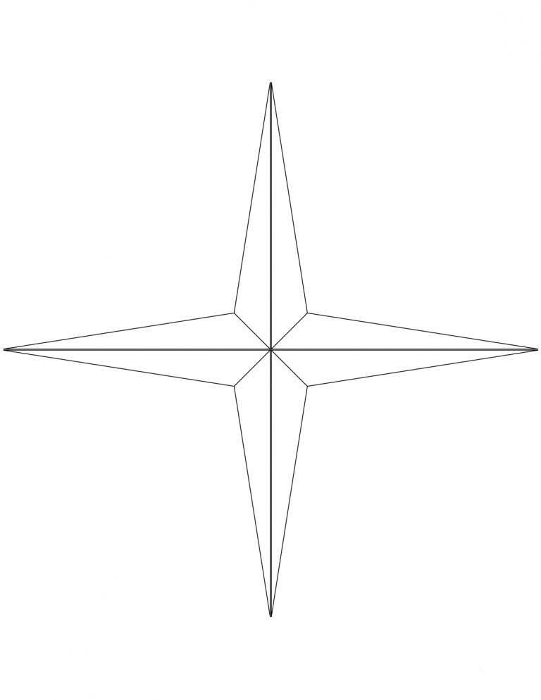 4-Point Compass Rose coloring page - ColouringPages