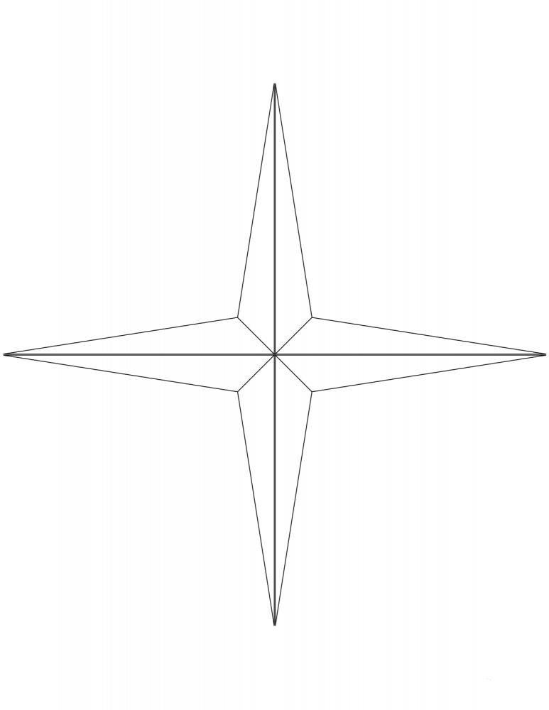 4-Point Compass Rose coloring page - ColouringPages