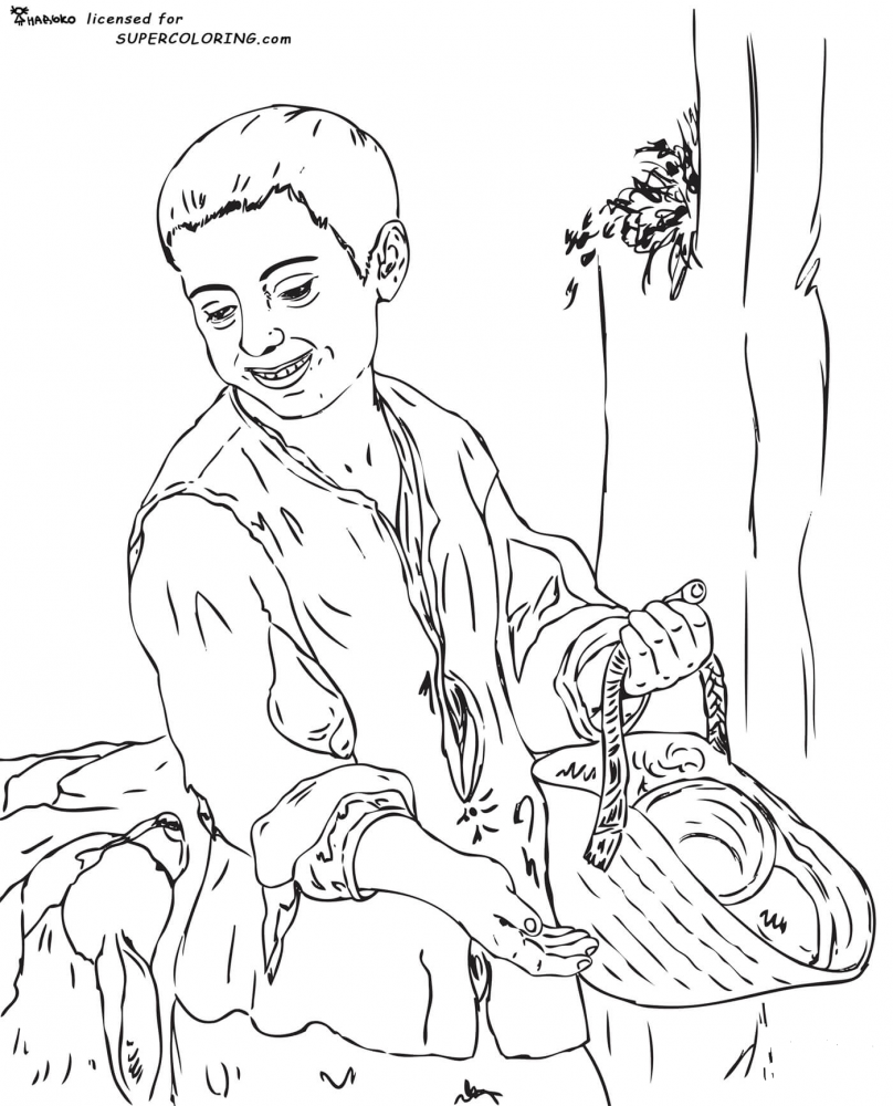 A Boy with a Dog by Bartolome Esteban Murillo coloring page ...