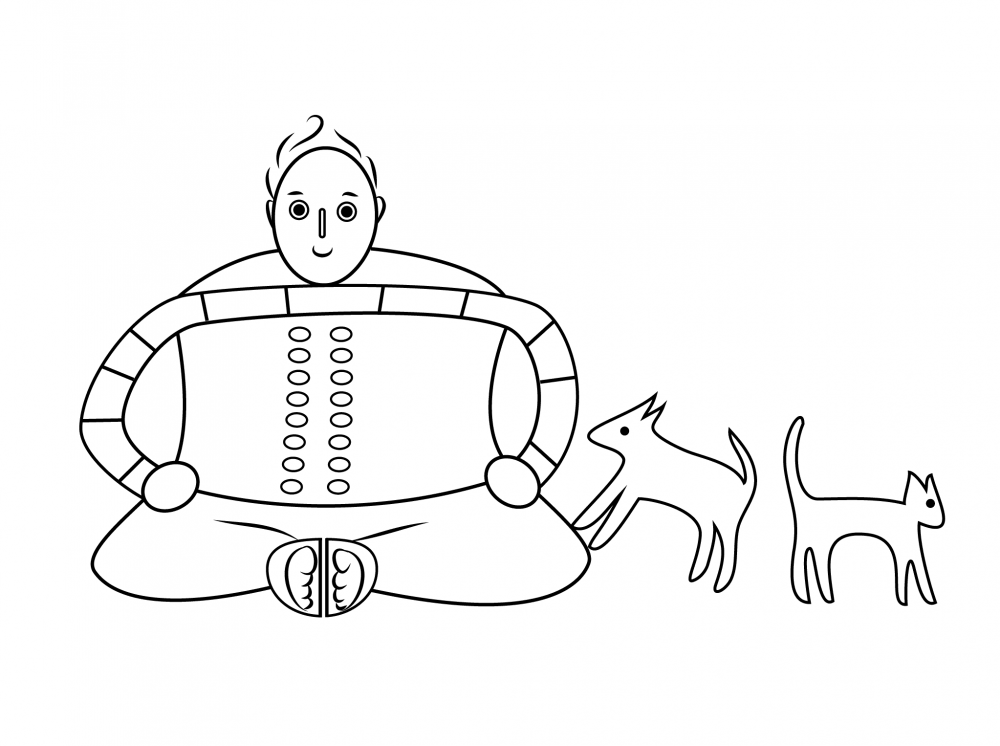 Aboriginal Painting of Human And Dingos coloring page - ColouringPages