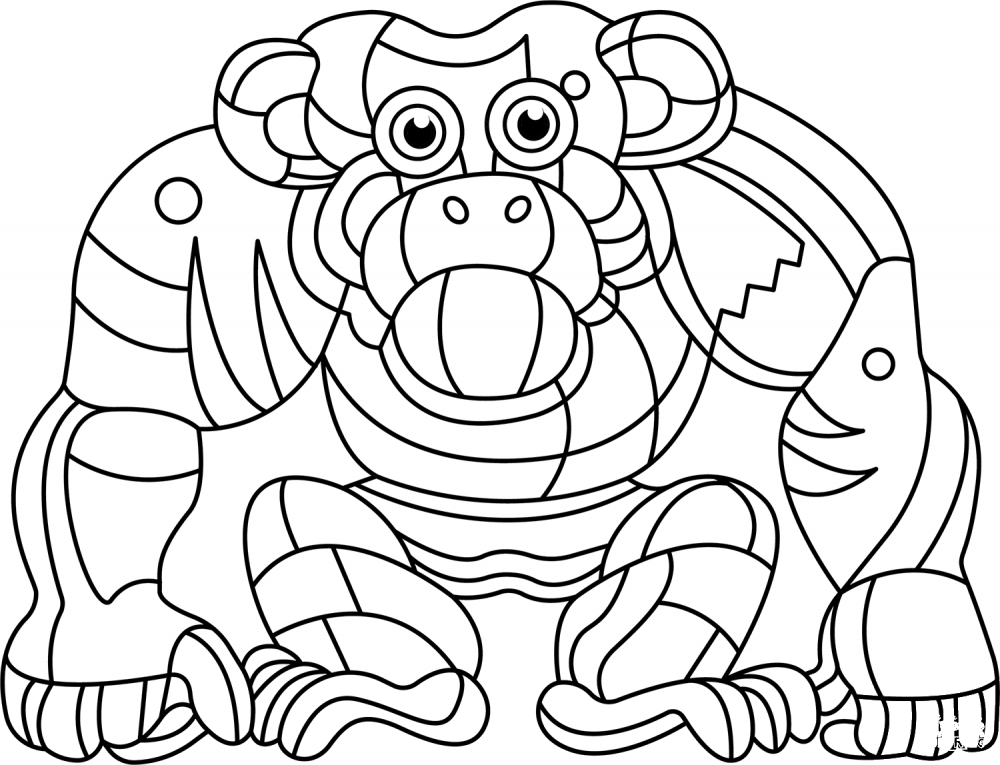 Abstract Ape coloring page - ColouringPages