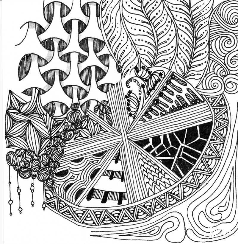Abstract Zentangle 13 coloring page - ColouringPages