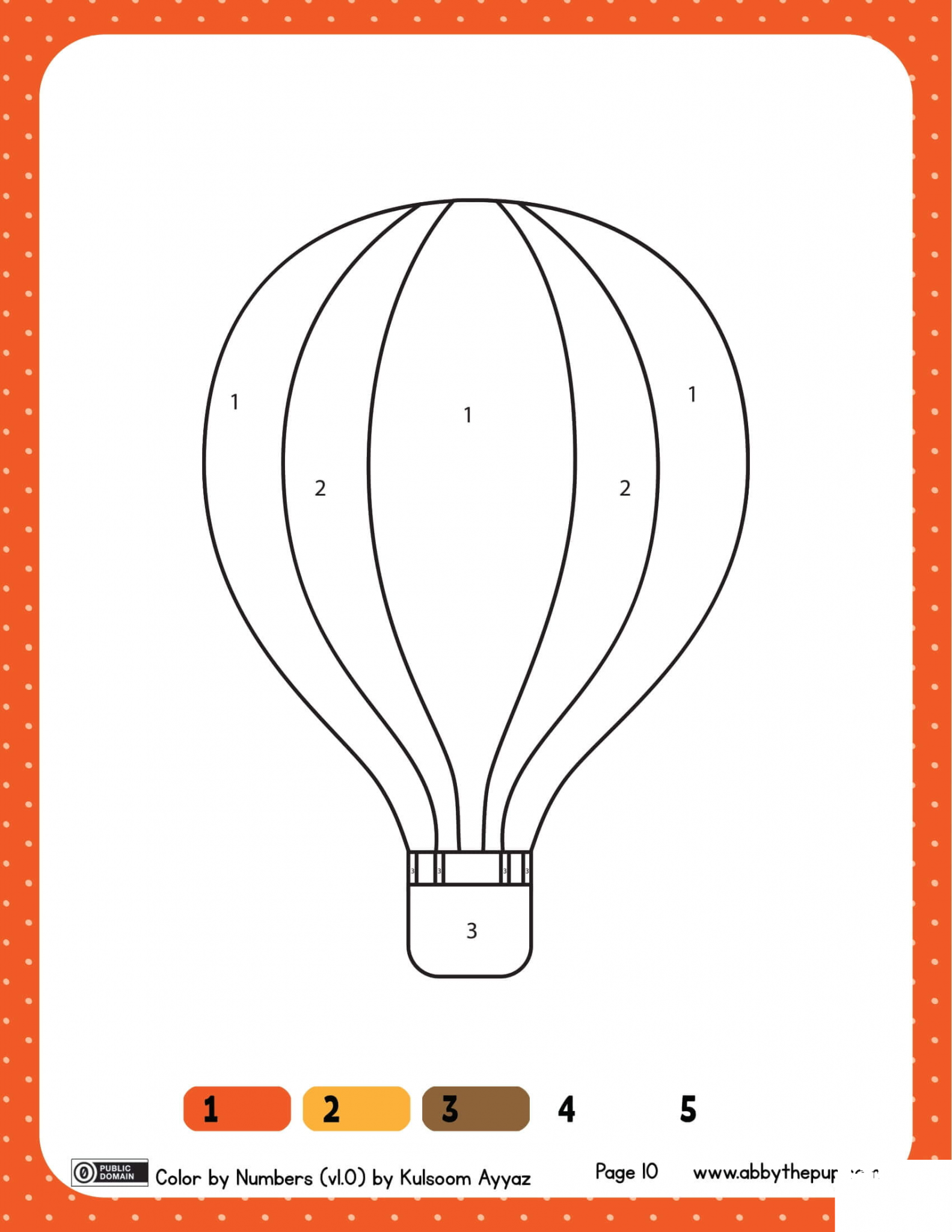 Air Balloon Color by Numbers 1-3 - ColouringPages