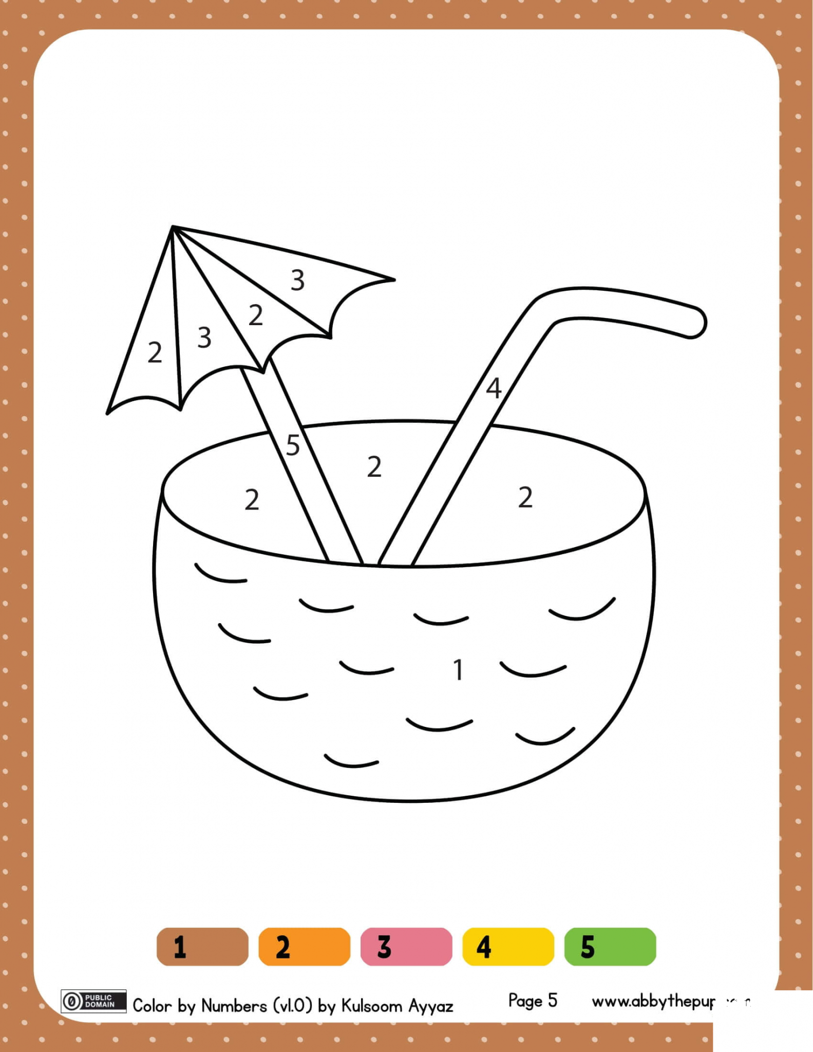 Cocktail Color by Numbers 1-5 - ColouringPages
