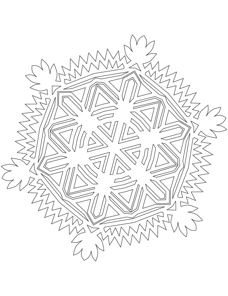 Complicated Snowflake coloring page - ColouringPages
