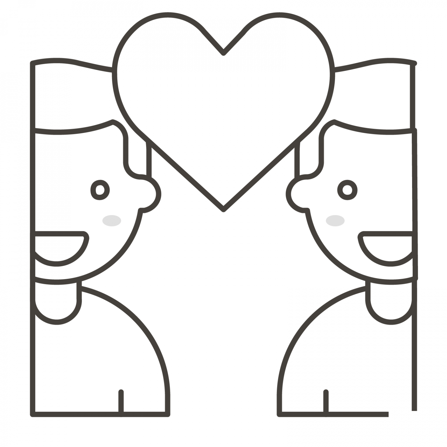 Couple with Heart Man and Man coloring page - ColouringPages