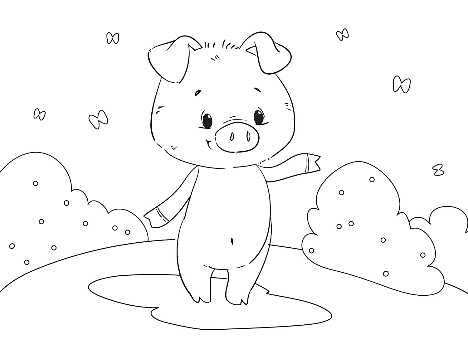 Cute Pig coloring page - ColouringPages
