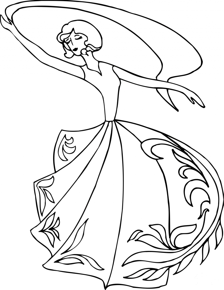 Dancing Lady coloring page - ColouringPages