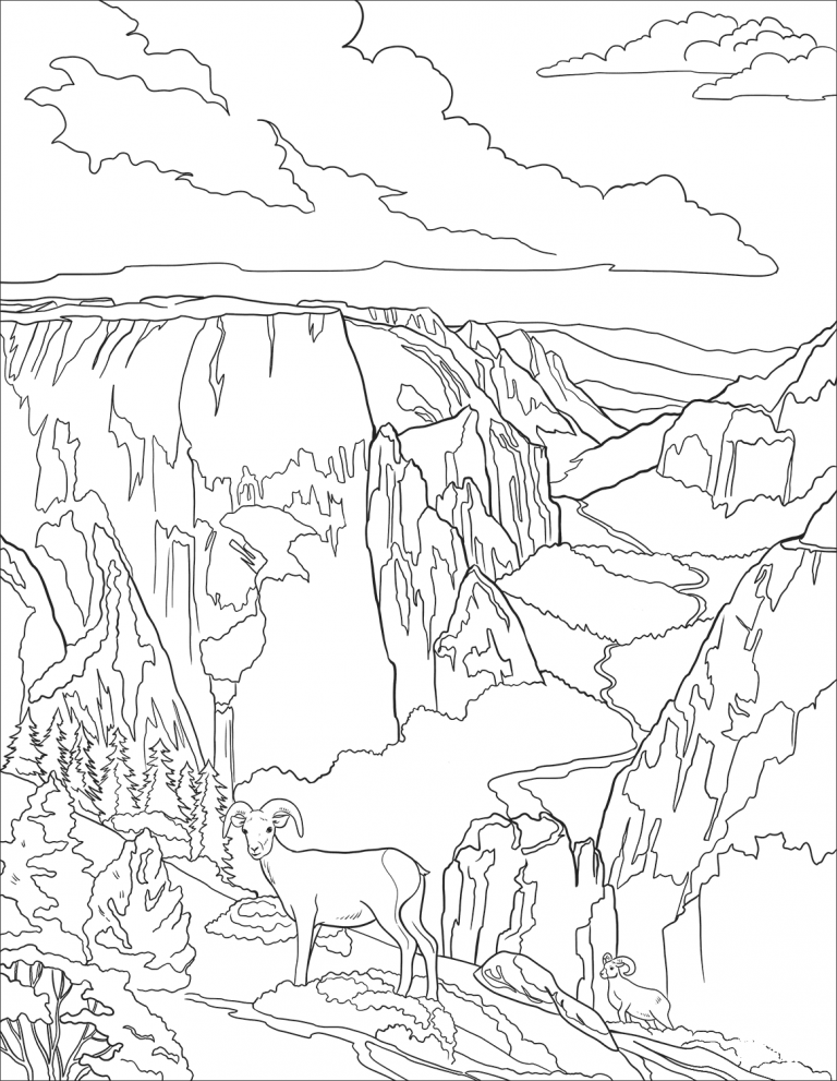Desert Bighorn Sheeps in Zion coloring page - ColouringPages
