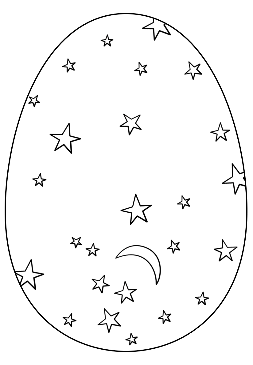 Easter Egg with Stars and Moon coloring page - ColouringPages