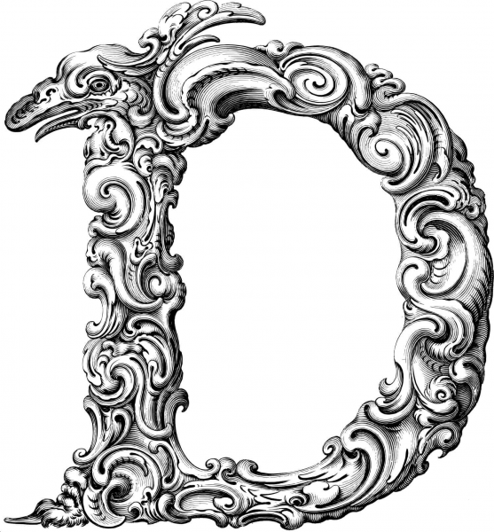 Elegant Flourish Letter D coloring page - ColouringPages