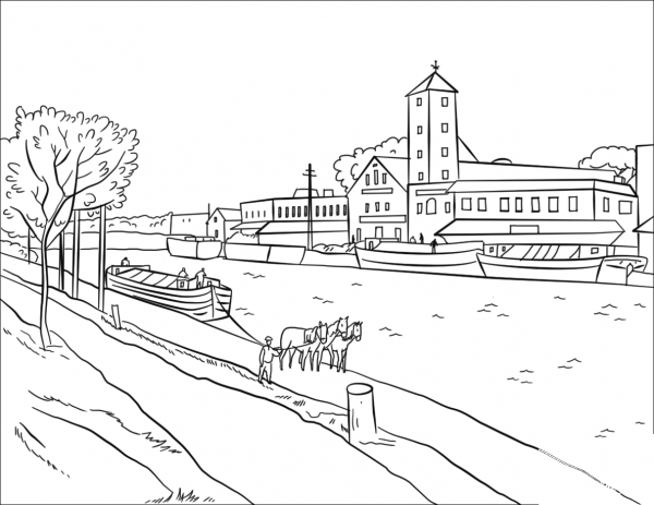 Erie Canal Coloring Page Colouringpages