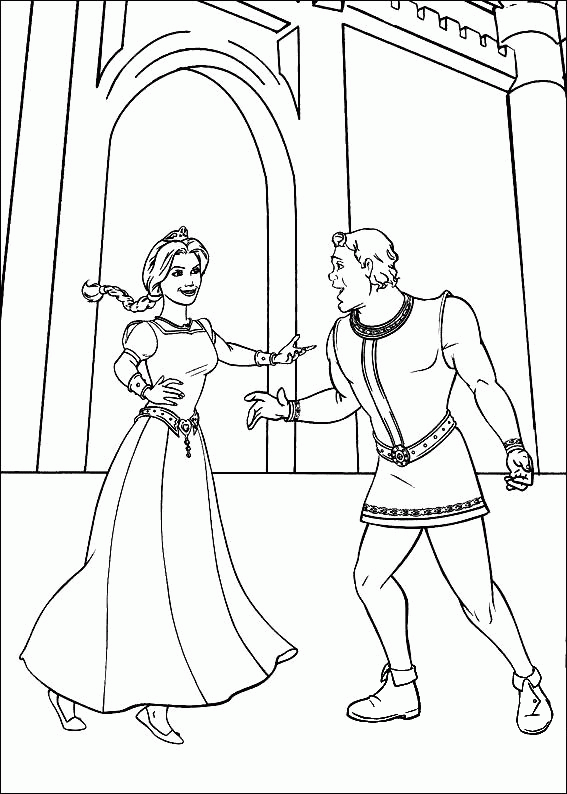 Fiona and Shrek human coloring page - ColouringPages