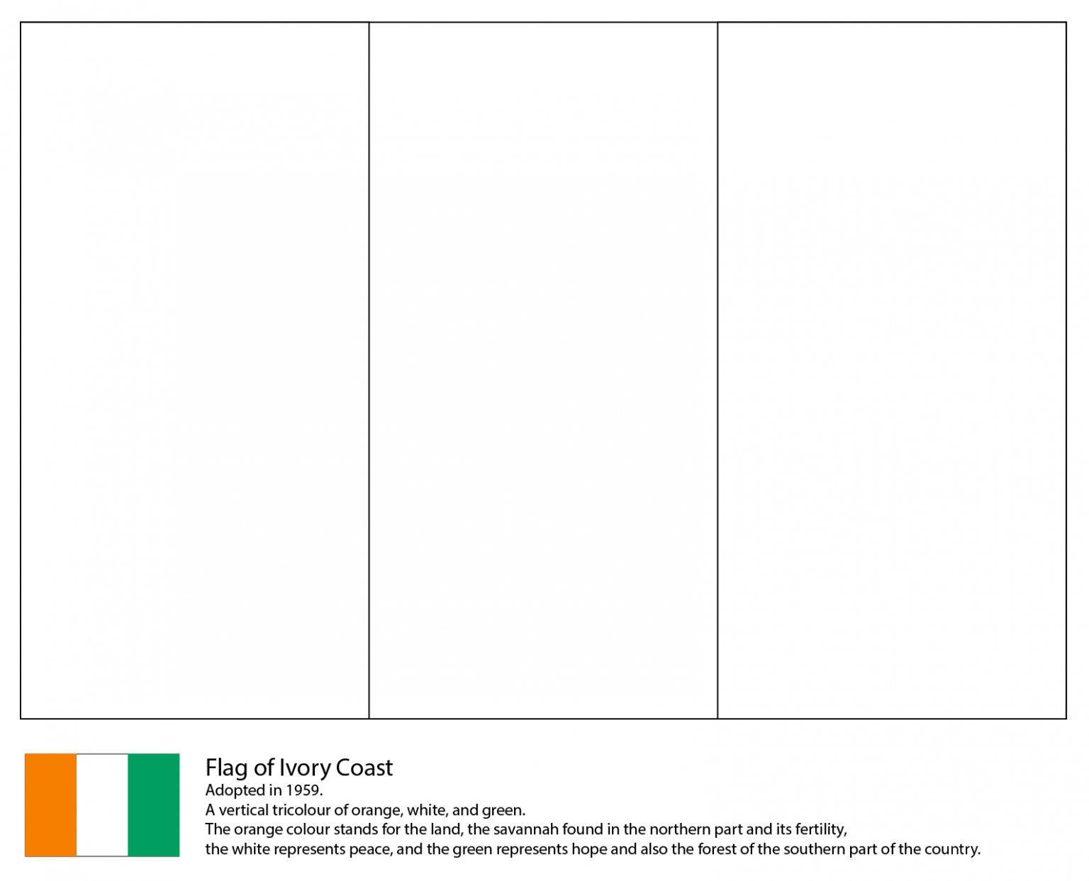 Flag of CÃ´te d'Ivoire (Ivory Coast) coloring page - ColouringPages