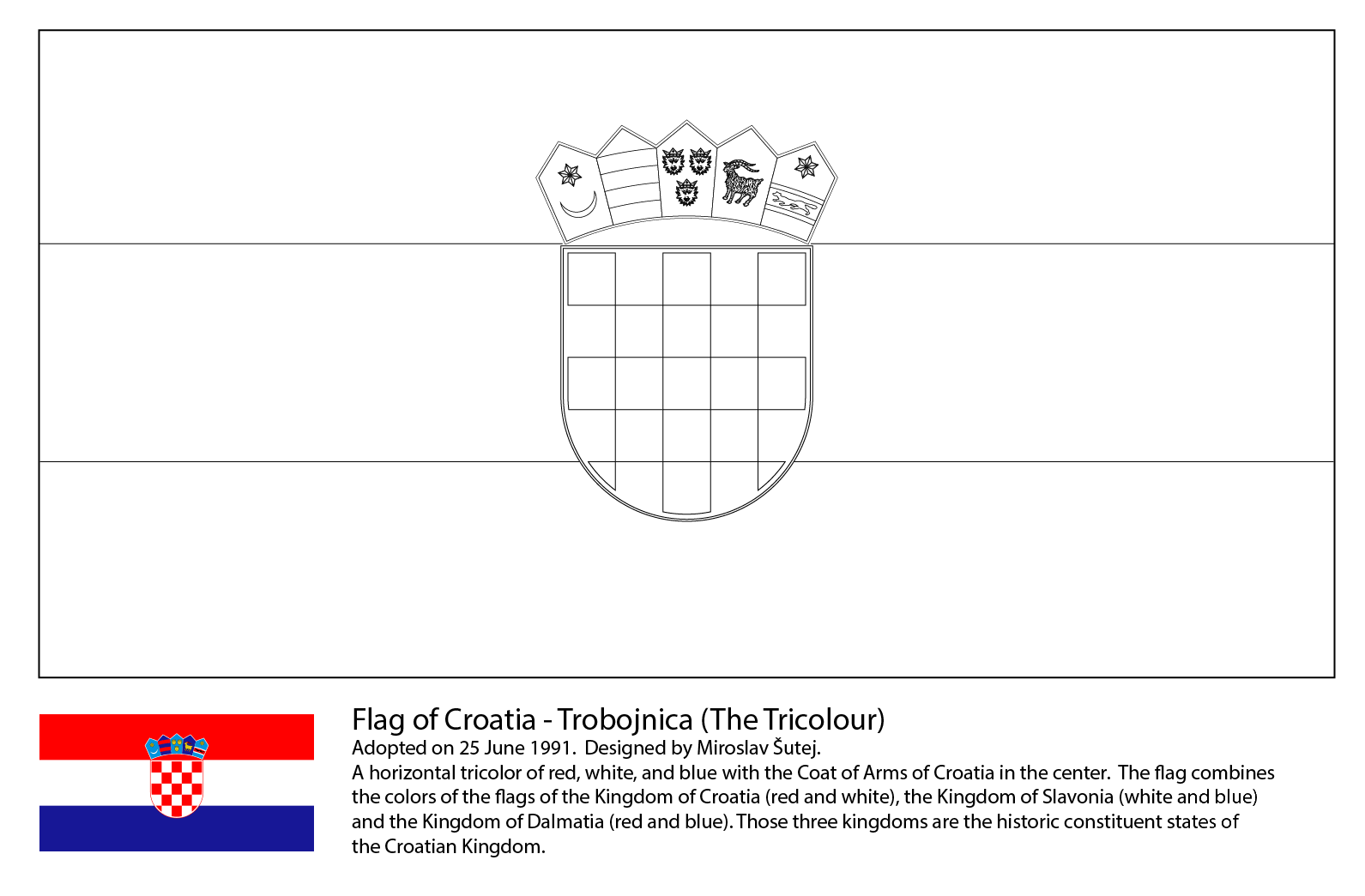 Flag of Croatia coloring page - ColouringPages