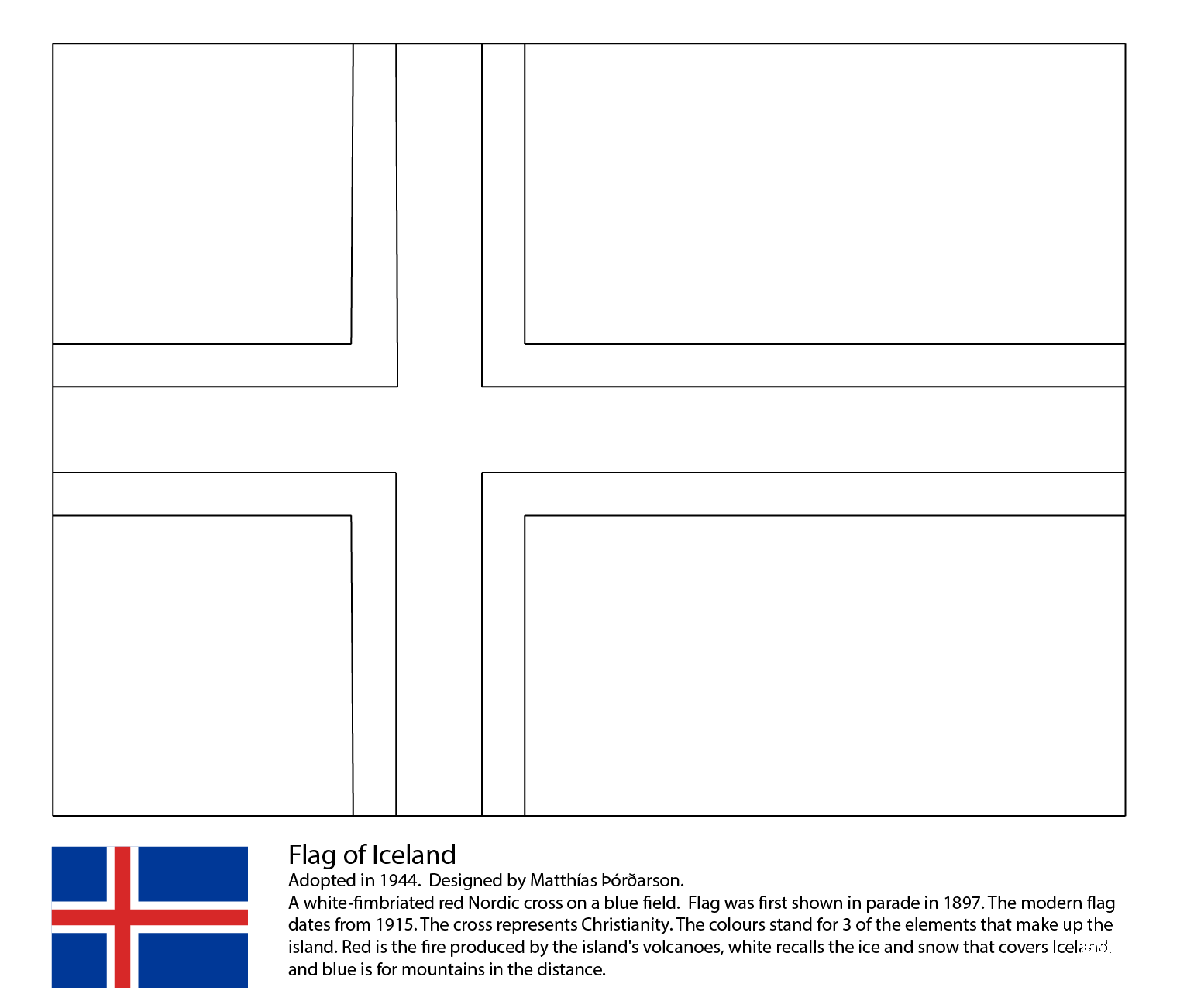 Flag of Iceland coloring page - ColouringPages