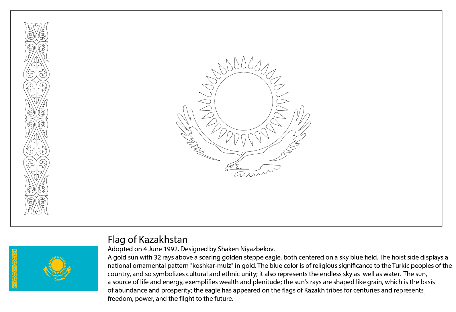 Flag of Kazakhstan coloring page - ColouringPages