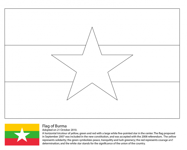Flag of Myanmar coloring page - ColouringPages