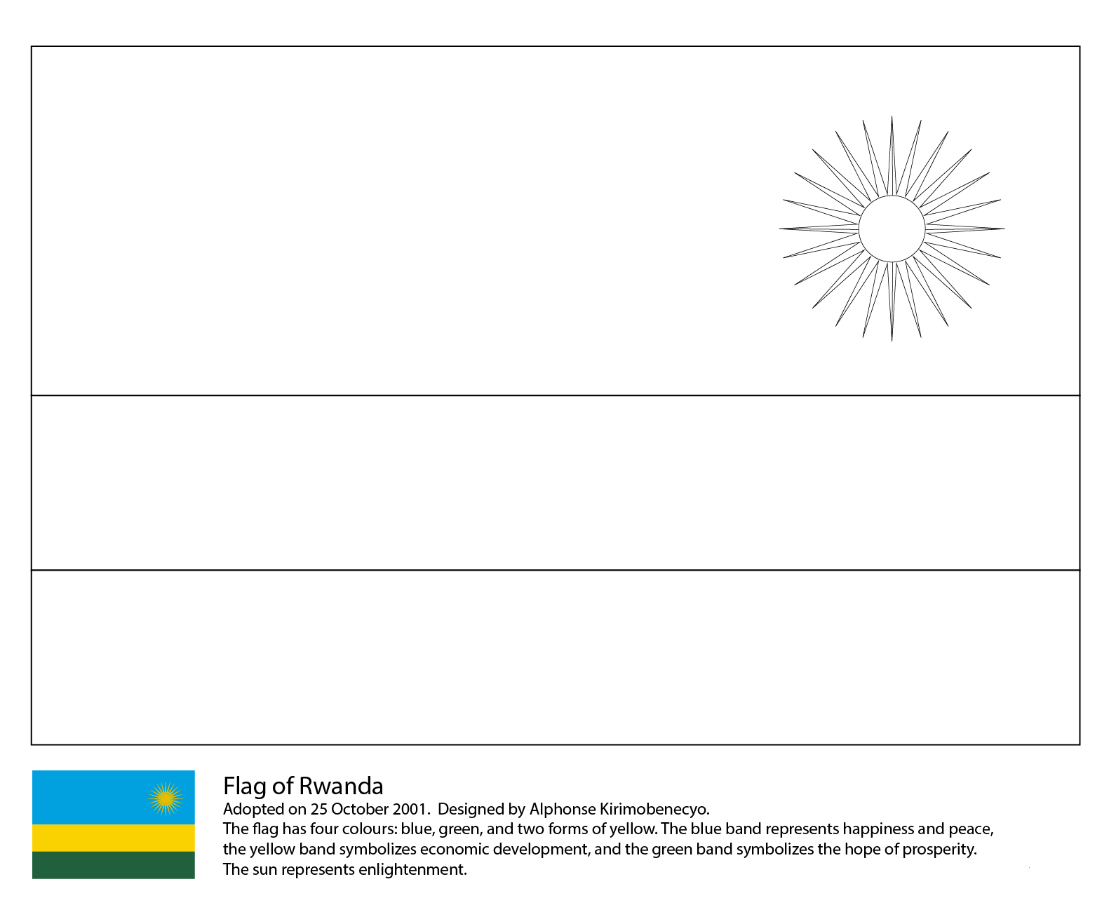 Flag of Rwanda coloring page - ColouringPages