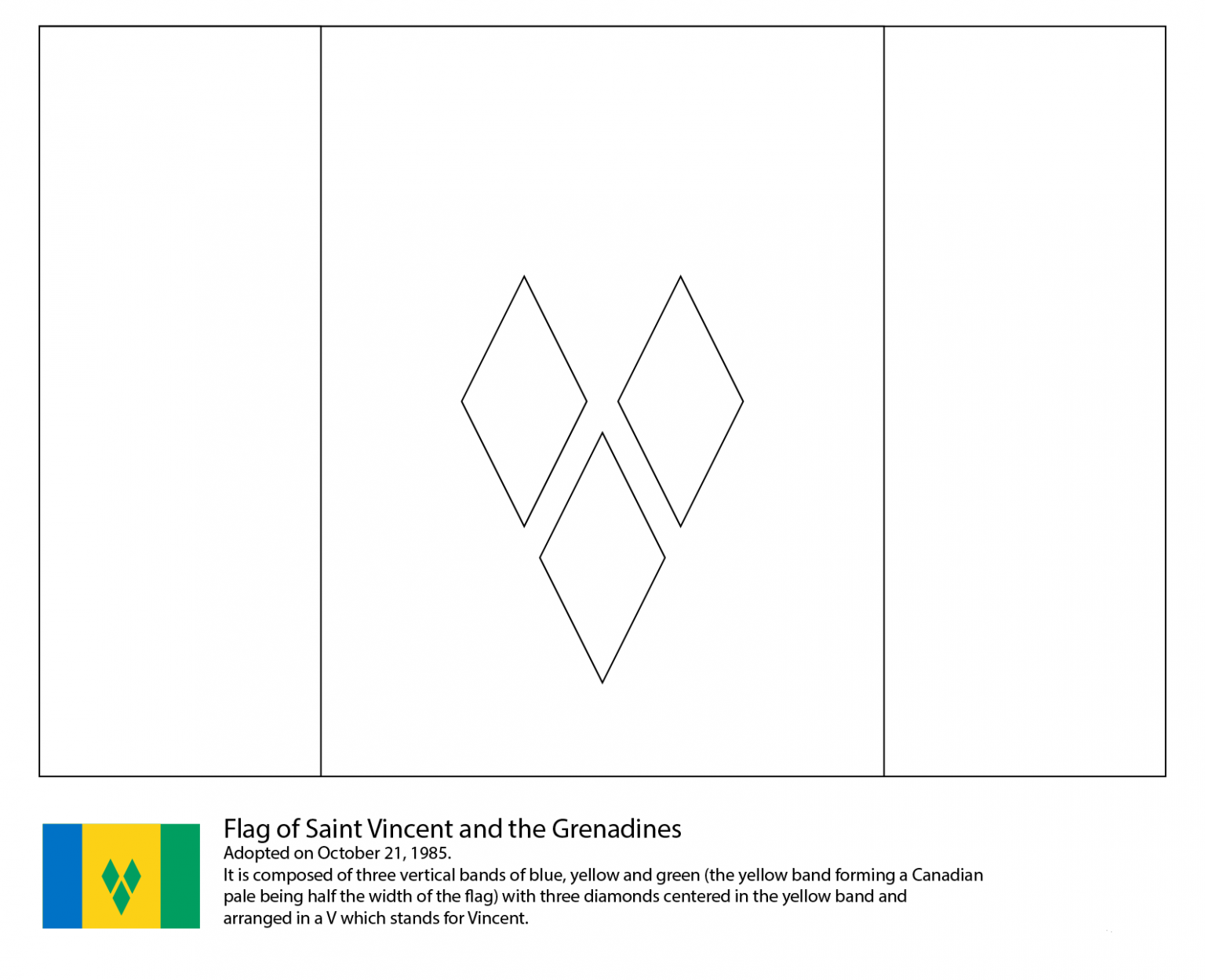 Flag of Saint Vincent and The Grenadines coloring page - ColouringPages