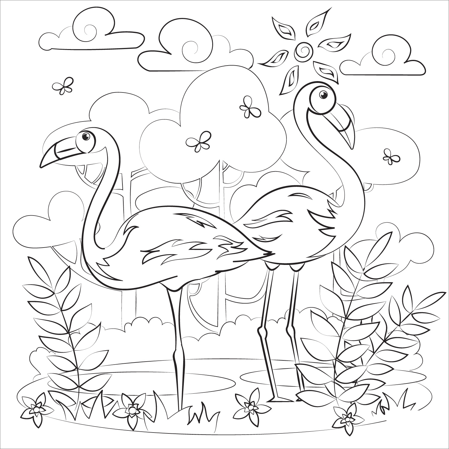Flamingo coloring page - ColouringPages