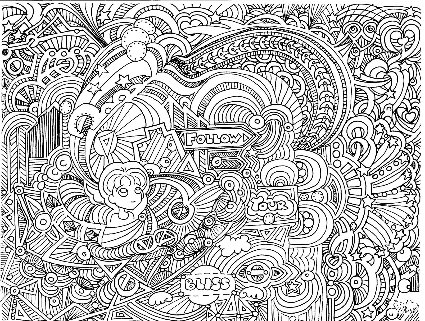 Follow Your Bliss Doodle coloring page - ColouringPages