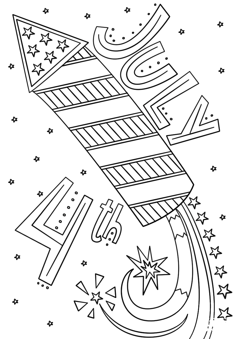 Fourth of July Fireworks Doodle coloring page - ColouringPages