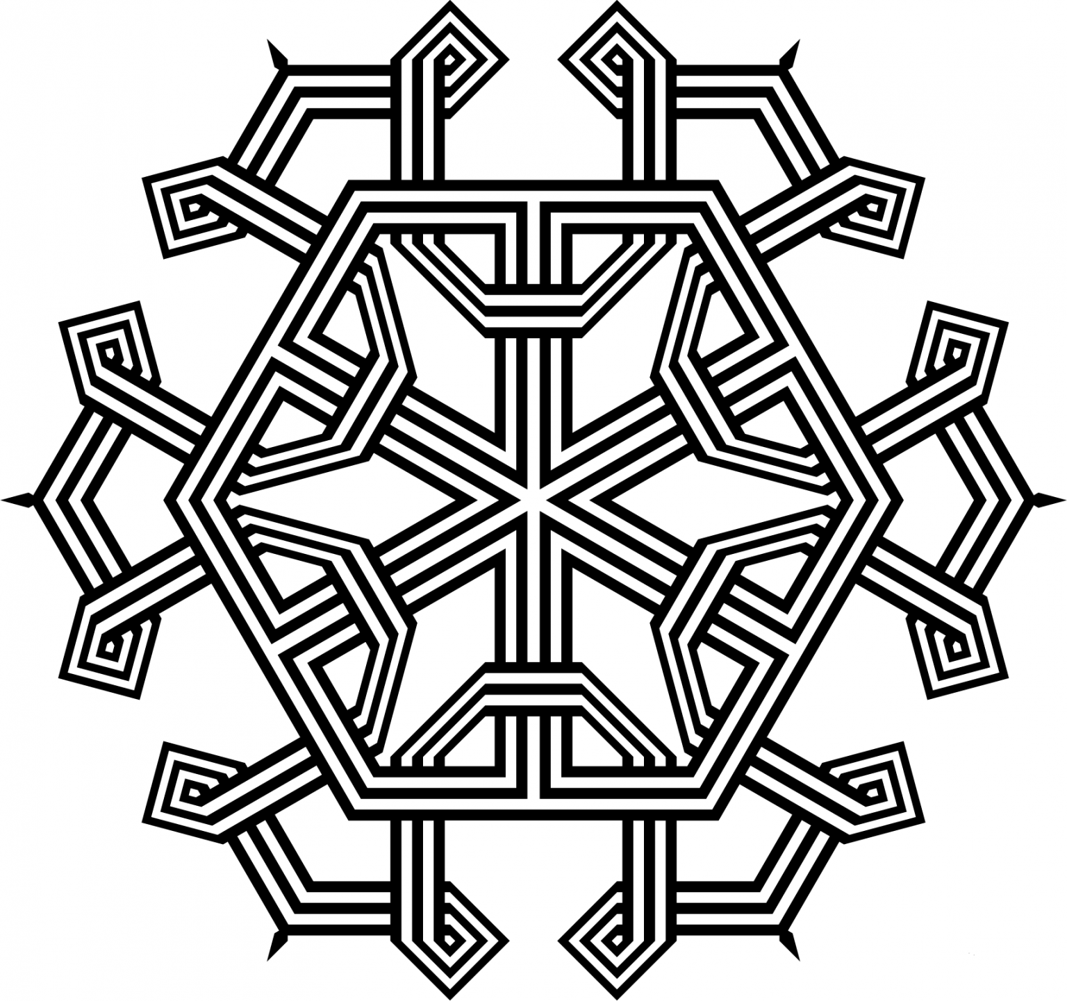 Geometric Snowflake coloring page - ColouringPages