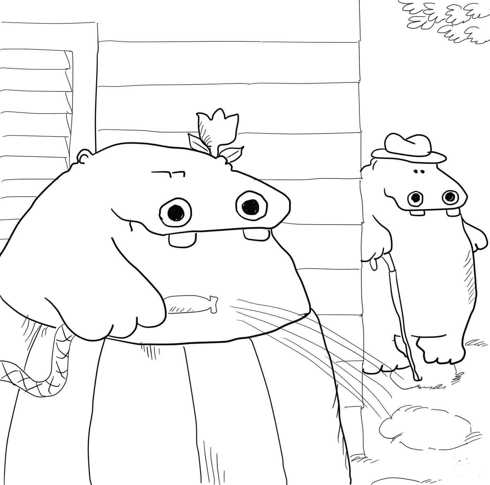 George and Martha Hippos coloring page - ColouringPages