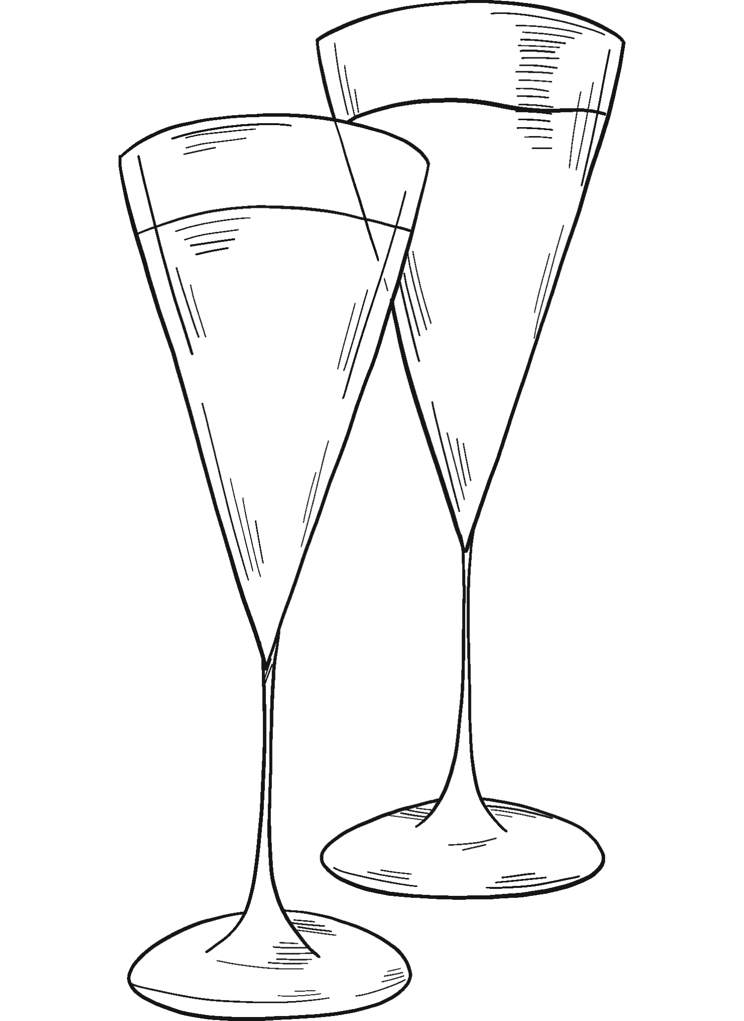 Glasses of Champagne coloring page - ColouringPages