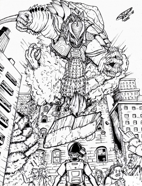 Godzilla Neo vs. Rdc S Gamera coloring page - ColouringPages