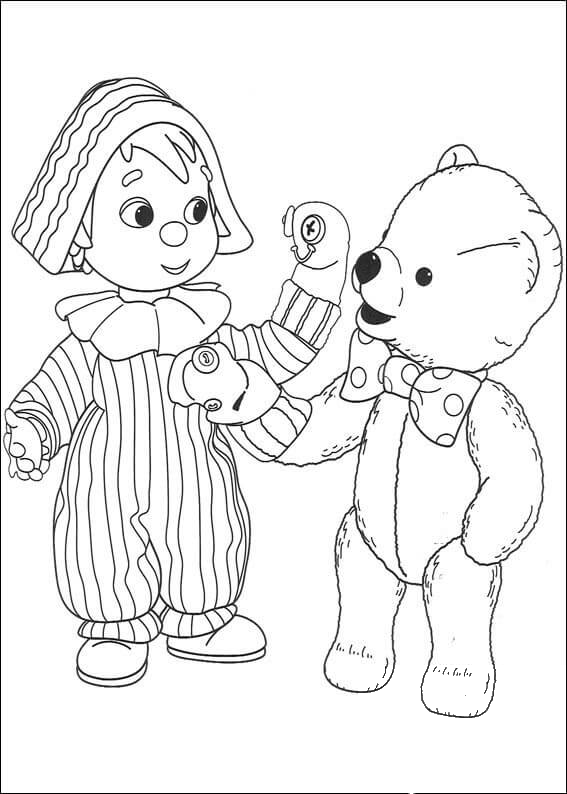 Andy and Teddy are playing coloring page - ColouringPages