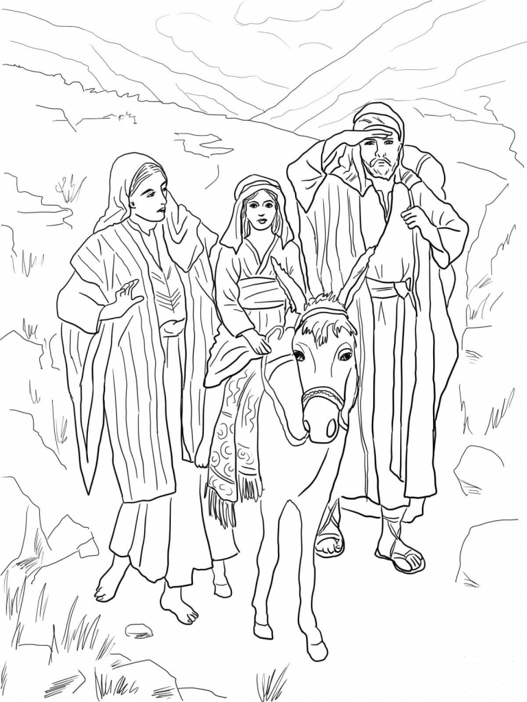 Holy Family Returns to Nazareth from Egypt coloring page - ColouringPages