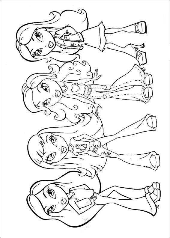 Jade, Cloe, Yasmin and Sasha coloring page - ColouringPages