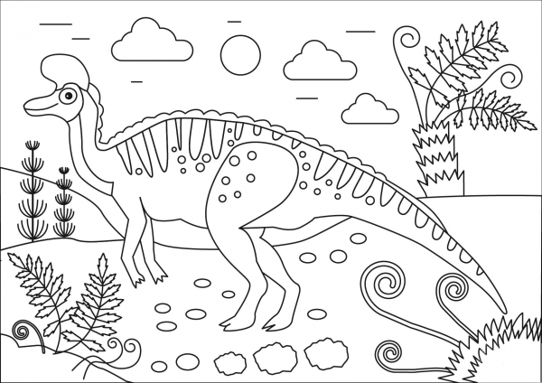 Lambeosaurus Hadrosaurid Dinosaur coloring page - ColouringPages