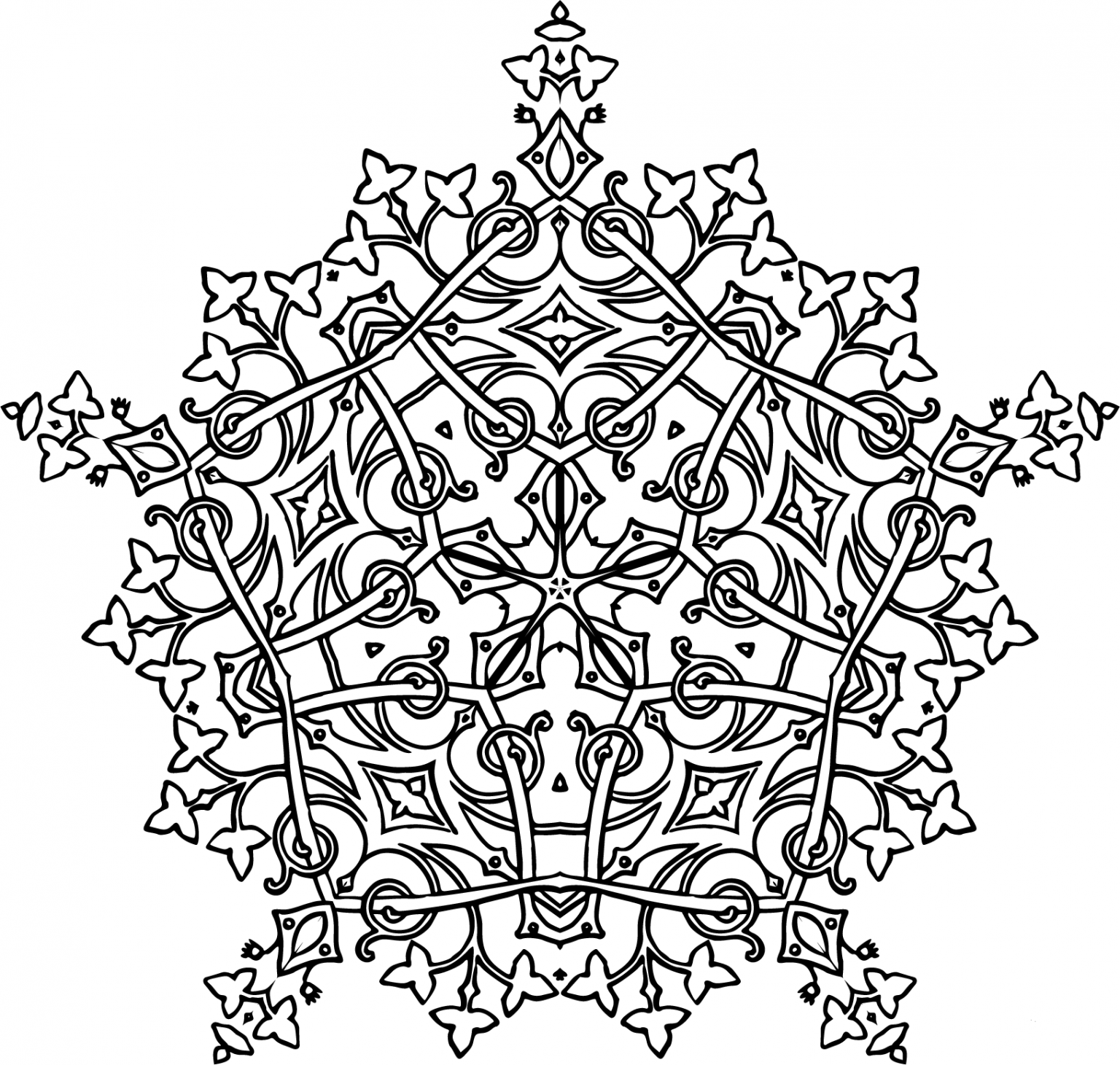 Leafy Geometric Design coloring page - ColouringPages