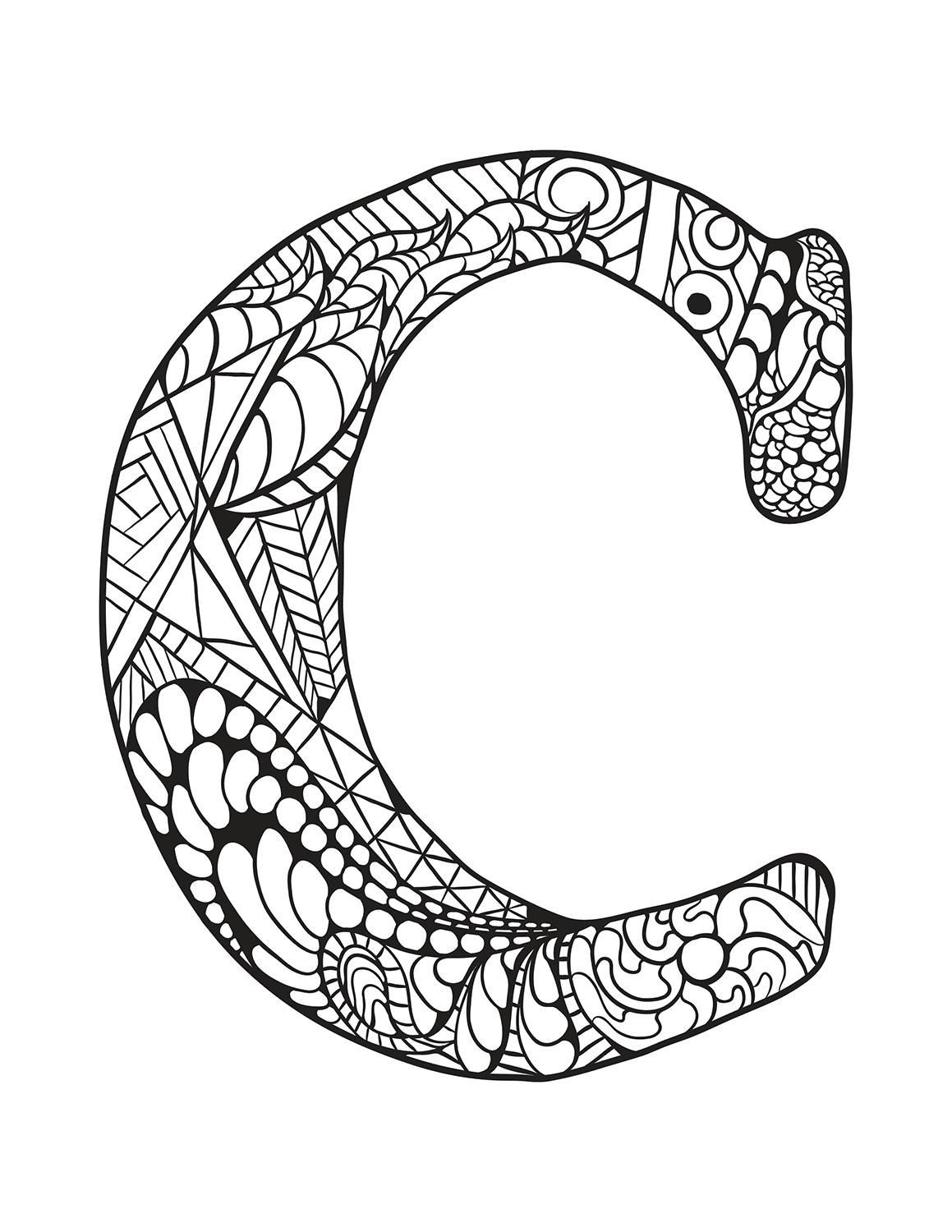 Letter C Zentangle coloring page - ColouringPages