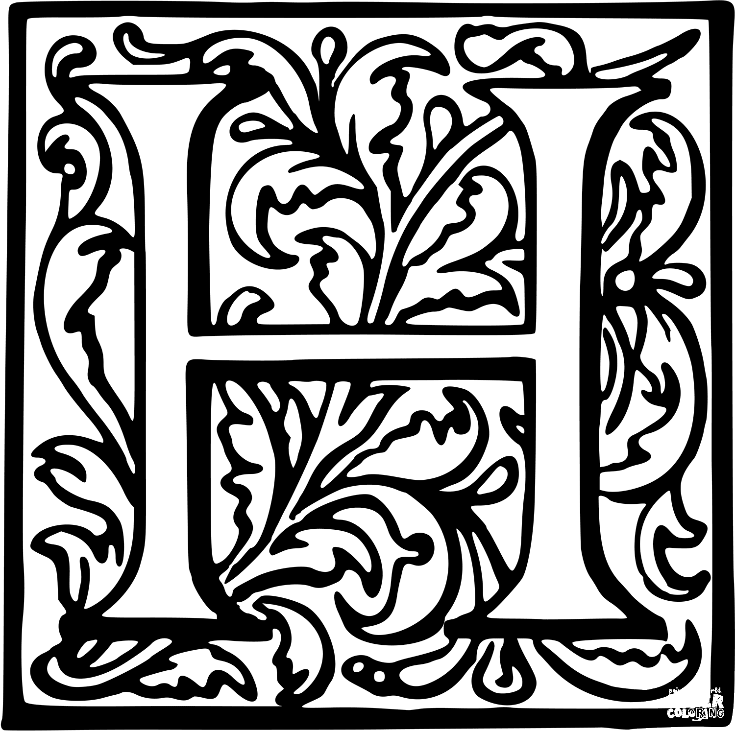 Letter H coloring page - ColouringPages
