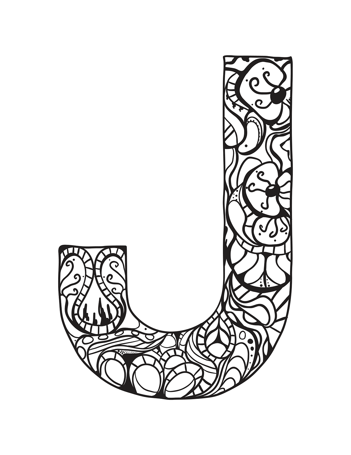 Letter J Zentangle coloring page - ColouringPages
