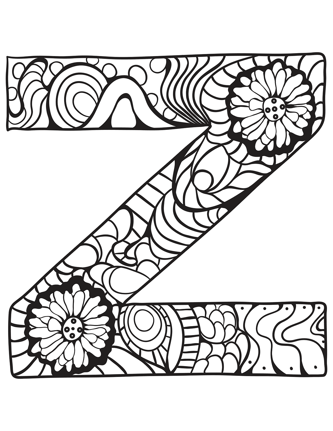 Letter Z Zentangle coloring page - ColouringPages