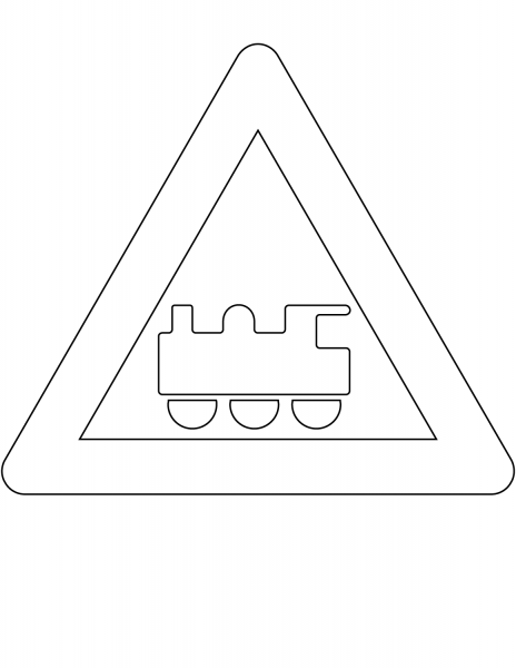 "Level Crossing Without Barriers Ahead" Sign in Denmark coloring page ...