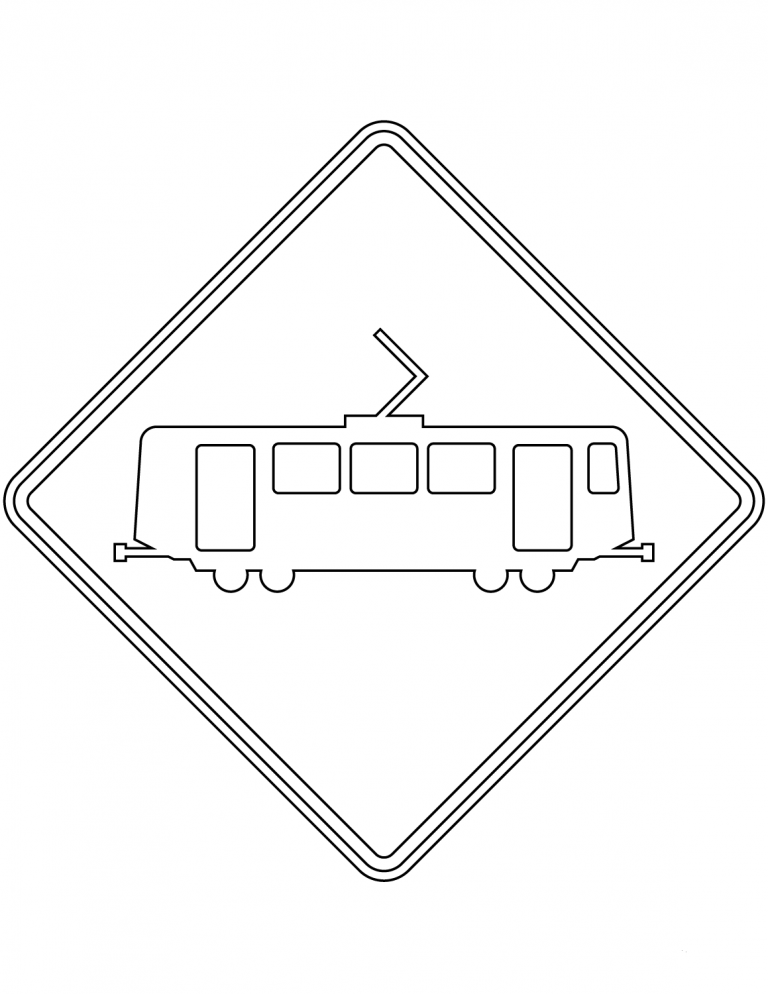 "Light Rail Crossing" Sign in the USA coloring page - ColouringPages