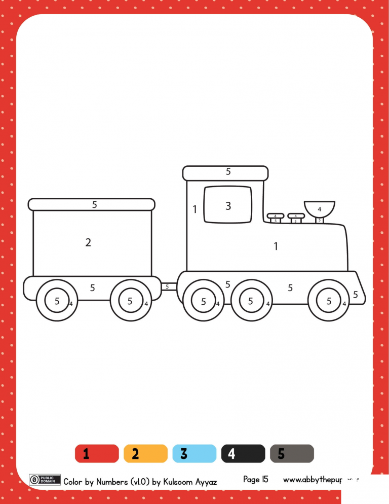 Little train Color by Numbers 1-5 - ColouringPages