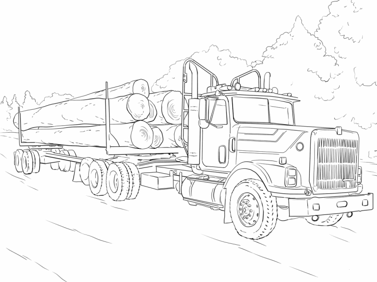 Log Truck coloring page - ColouringPages