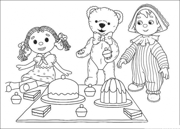 Looby Loo, Andy Pandy and Teddy on the playground coloring page ...