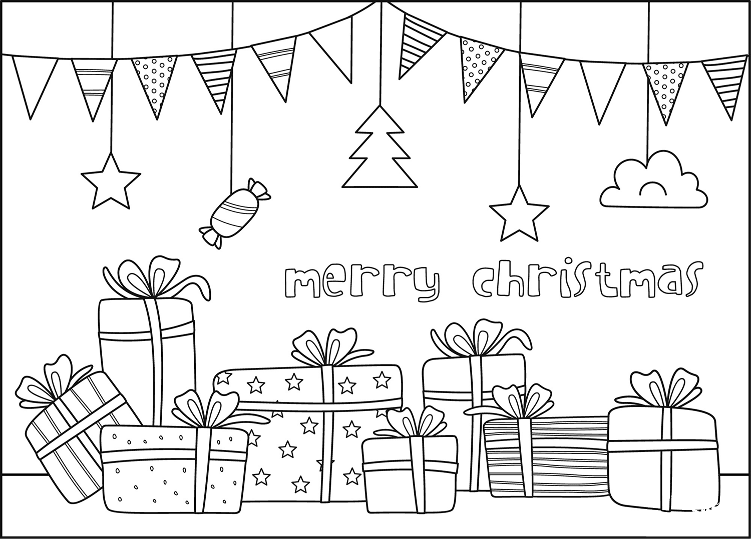 Merry Christmas Card coloring page - ColouringPages Merry Christmas Card coloring page - ColouringPages